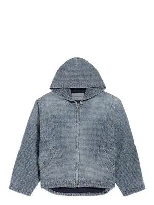 Balenciaga Denim Stitch Hooded Jacket - Blue