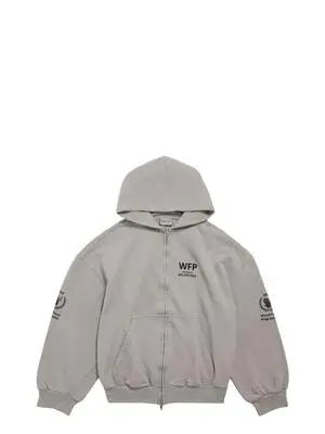 Balenciaga Wfp Regular Zip-up Hoodie In Dry Fleece - Grey