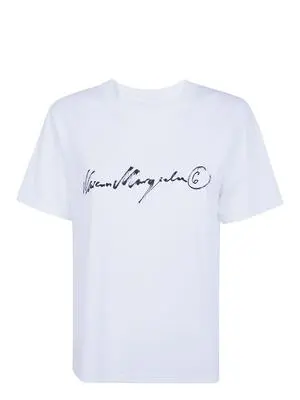 MAISON MARGIELA Cotton T-shirt With Logo Print - White