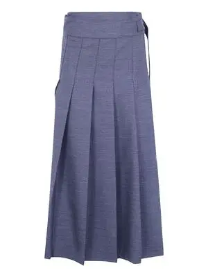 RÓHE Pleated Wrap Skirt In Melange Wool - Gray