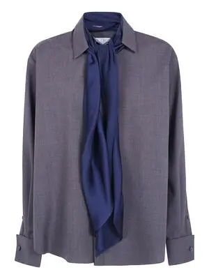 Sacai Polyester Wool Shirt With Tie Detail - Brown