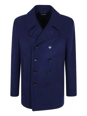 TOM FORD Soft Felt Peacoat - Blue