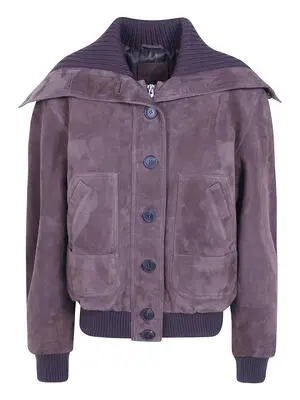 ATTICO THE ATTICO Suede Hooded Bomber Jacket