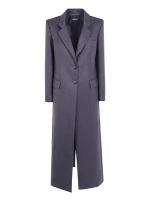 DRHOPE Single Breasted Long Coat - Brown