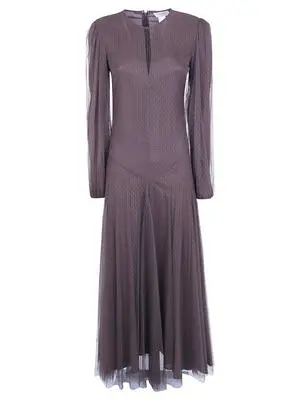 TWINSET Long Sleeve Printed Dress - Brown