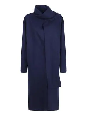 Harris Wharf London Wool Coat With Scarf Detail - Blue