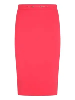 Elisabetta Franchi Midi Skirt With Belt Detail - Red