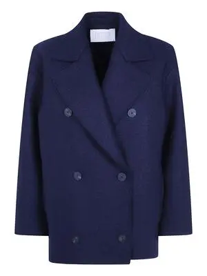 Harris Wharf London Oversized Wool Peacoat - Blue