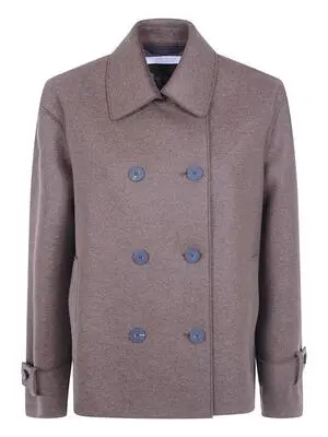 Harris Wharf London Double Breasted Wool Coat - Brown