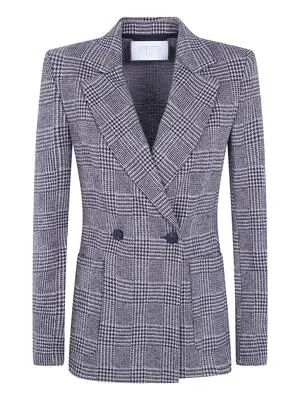 Harris Wharf London Double Breasted Plaid Wool Blend Jacket - Beige