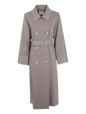 TWINSET Cotton Lyocell Blend Trench Coat - Green