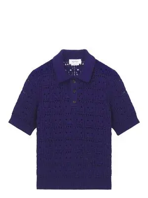 Alexander McQueen Skull Crochet Polo Shirt - Navy