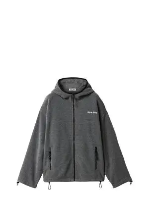 Miu Miu Fleece Zip-up Hoodie - Grey
