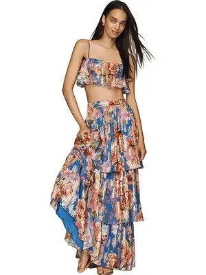 HERMANT & NANDITA Tiered Maxi Skirt - Blue