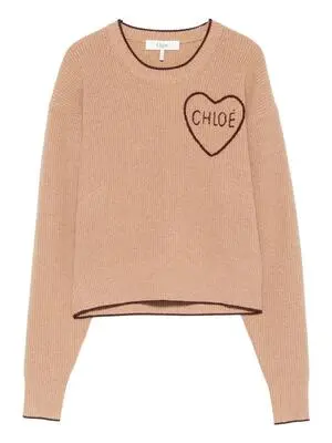 Chloé Embroidered Heart Pullover - Brown