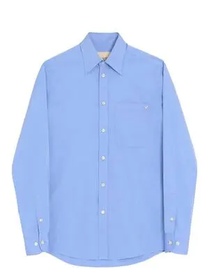 Valentino Garavani Shirt In Light Cotton Oxford With Vgold - Blue