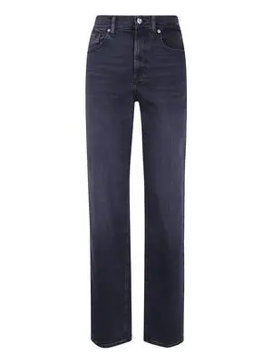 7 For All Mankind Stovepipe Straight Jeans With Animal Print - Black