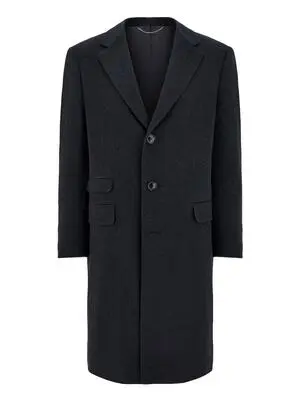 Canali Dark Cashmere Single-breasted Overcoat - Green
