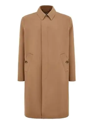 Canali Cotton Blend Mid-length Raincoat - Brown