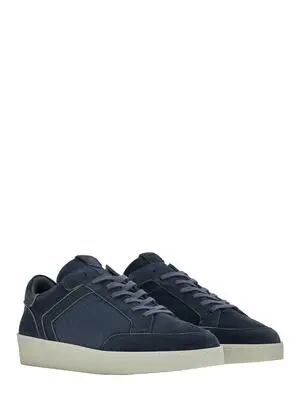 Canali Nuvola Suede Sneakers With Hand-painted Ribbing - Blue