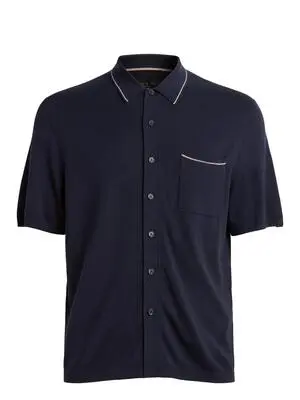 Rag & Bone Silk-cotton Short-sleeve Conrad Shirt - Navy