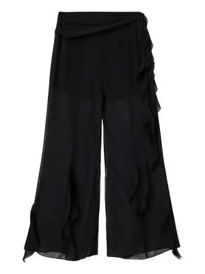 ALLSAINTS Frill-trim Wide-leg Trousers - Black