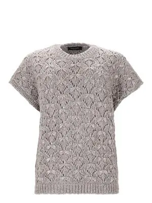 Fabiana Filippi Cotton Macrame Knit Top - Dove