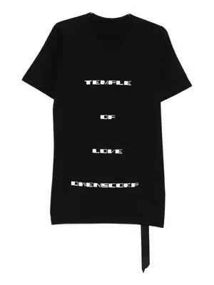 Rick Owens Crew Neck T-shirt With Front Print, 100% Cotton - Nero