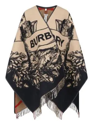 Burberry Printed Wool Cape - Beige