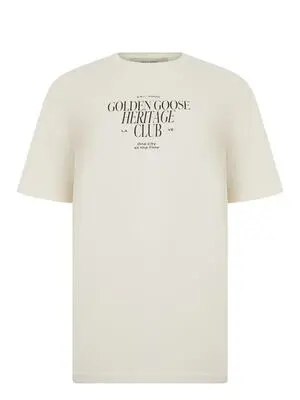 GOLDEN GOOSE Cotton Logo T-shirt - Beige