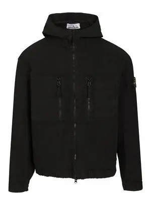 Stone Island Hooded Organic Cotton Ripstop Overshirt - Nero