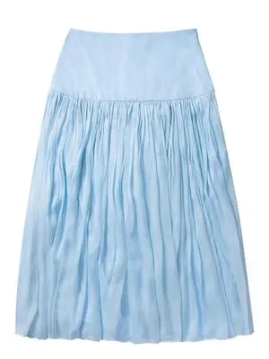 ESCALE Pleated Midi Skirt With Side Slit - Blue