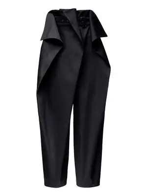 JANA COSHÈ Statement Wide Leg Trousers With Sculptural Pleats And Belted Waist - Black
