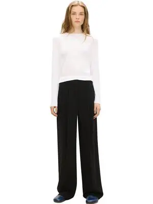 Theory Double Pleat Wide-leg Trousers - Black