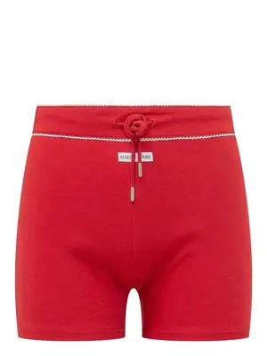 MARINE SERRE Ribbed Drawstring Shorts - Red