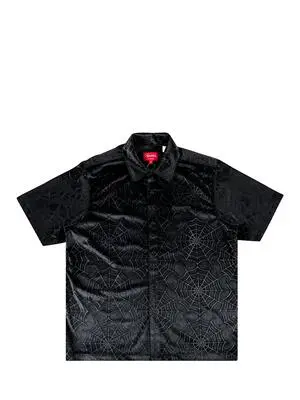 Supreme Spider Web Velvet Short-sleeve Shirt - Black
