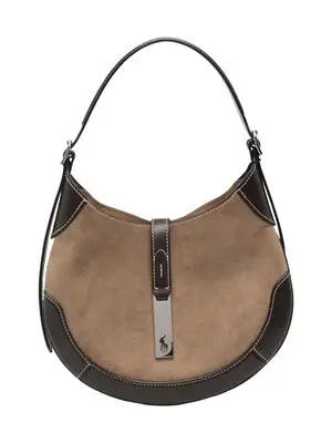 Polo Ralph Lauren Suede Shoulder Bag With Logo Detail - Grey