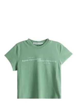 Alexander Wang Mirrored Logo Print Shrunken Tee - Green