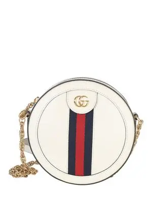 Gucci Mystic Textured Calfskin Web Mini Ophidia Round Shoulder Bag - White