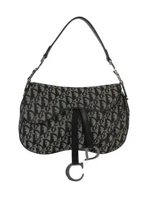 Dior Diorissimo Canvas Double Saddle Bag - Black