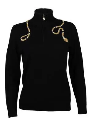 HOUSE OF LAINES LONDON Embellished Quarter Zip Jumper - Black