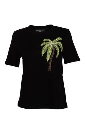 HOUSE OF LAINES LONDON Embellished Palm Tree T-shirt - Black