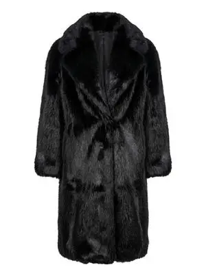 OSCARMORRIS Nuit Long Faux Fur Coat - Black