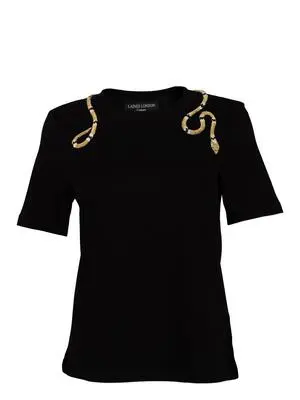 HOUSE OF LAINES LONDON Embellished Snake T-shirt - Black/gold