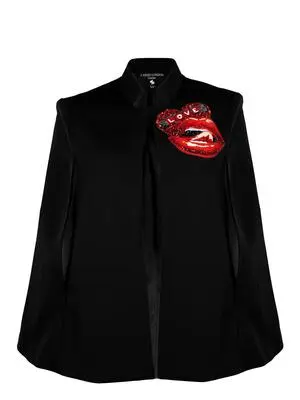 HOUSE OF LAINES LONDON Embellished Cape - Black/red