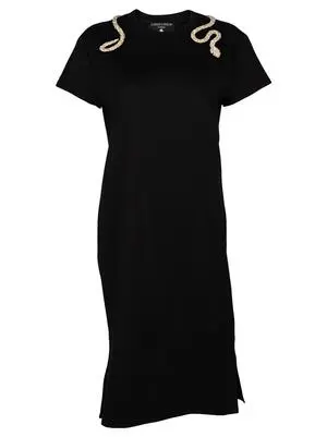 HOUSE OF LAINES LONDON Embellished Snake T-shirt Dress - Black