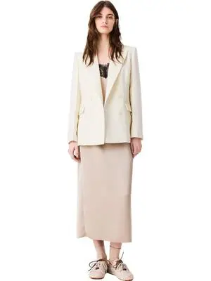 Maje Structured Double-breasted Cotton Blazer - Ecru
