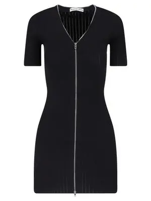 Alexander Wang Mini Zip V-neck Dress - Black