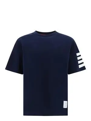 Thom Browne T-shirt With Horizontal Bands - Blue