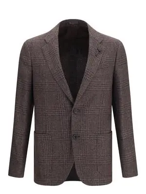 LARDINI Single-breasted Wool-blend Blazer - Brown